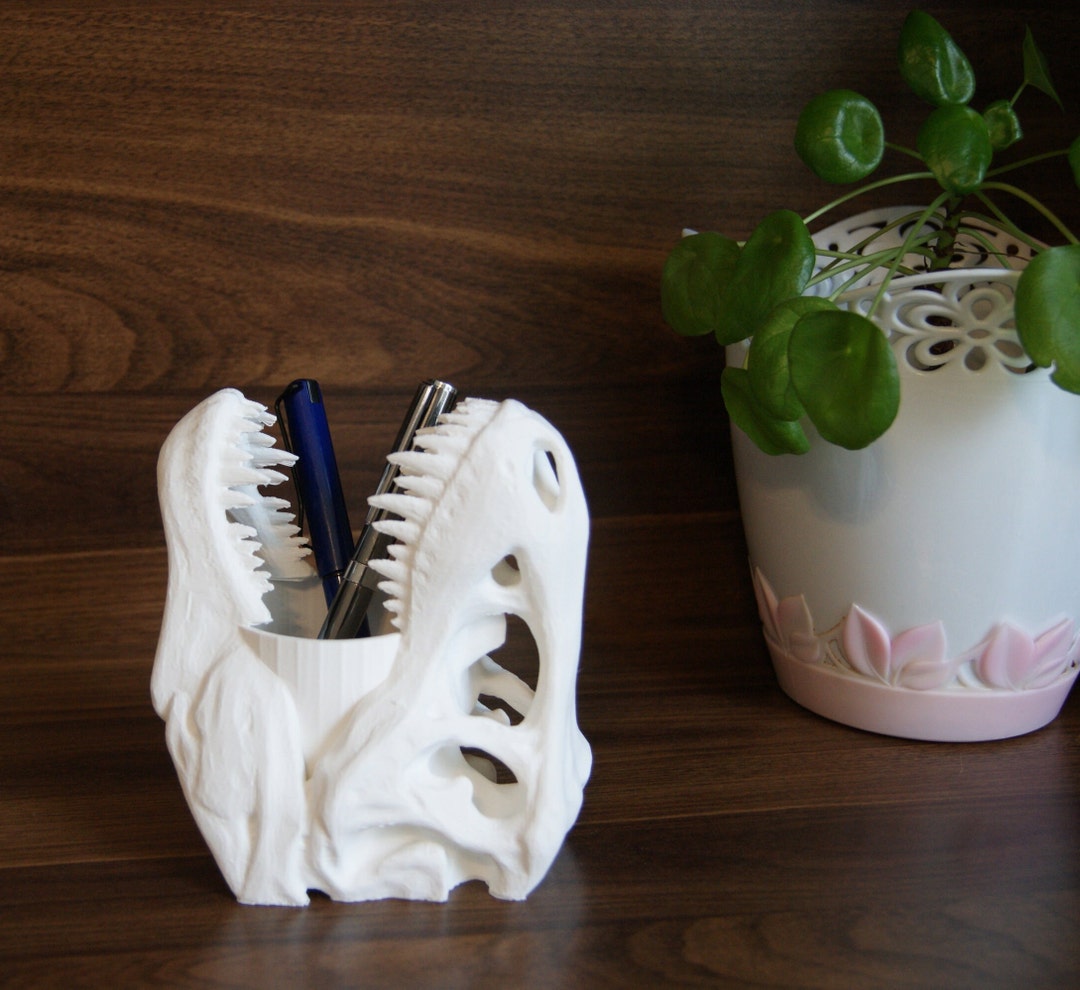 T-rex Skeleton Pen Holder 3D Printed Dinosaur Pencil Brush Cup Holder ...