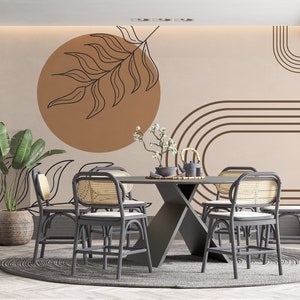 Sun Linear Shapes Wallpaper , Peel and Stick Linear Wall Mural , Boho ...