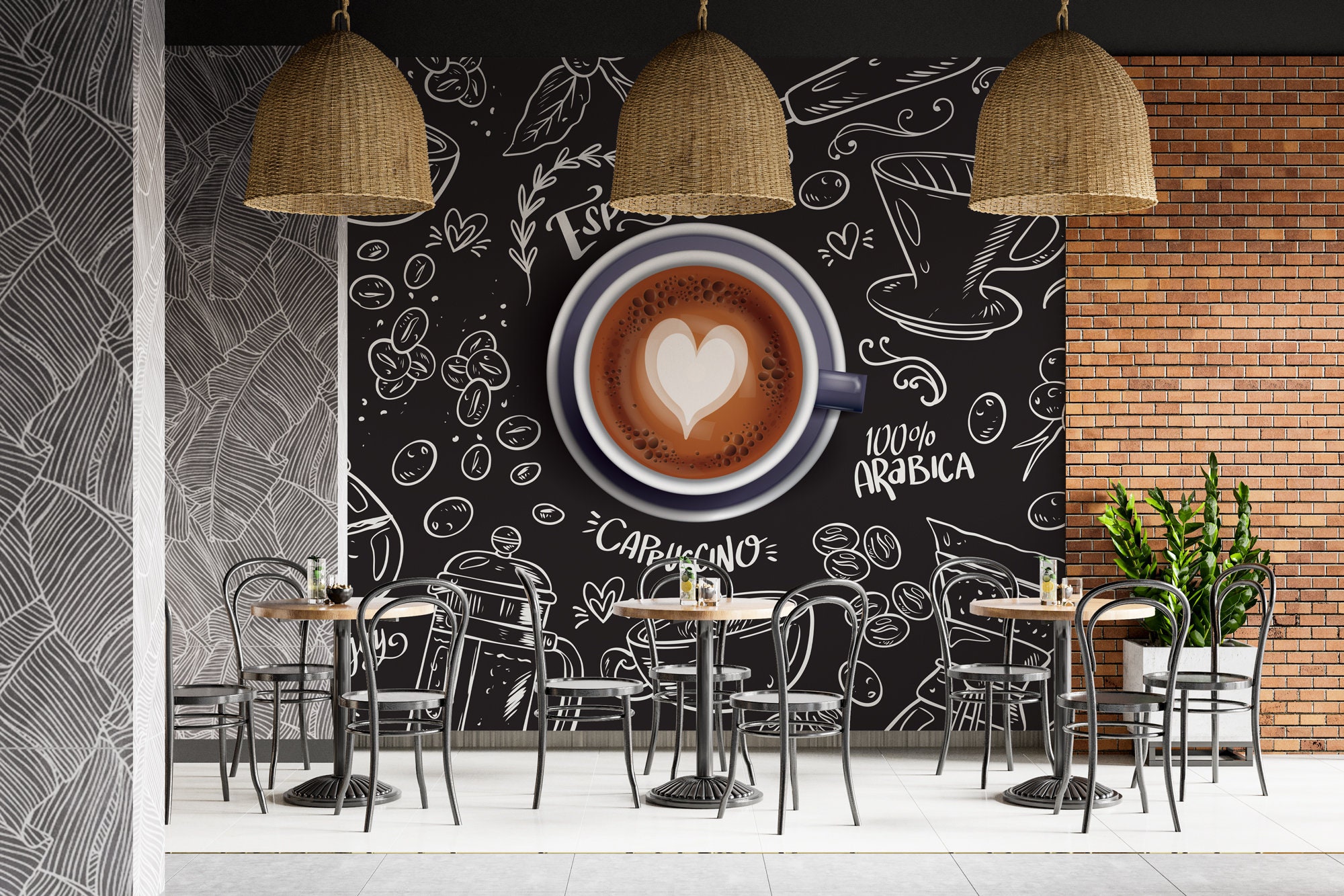 Elegant Customizable Cafe Coffee Wallpaper French Cafe Coffees Stylish ...