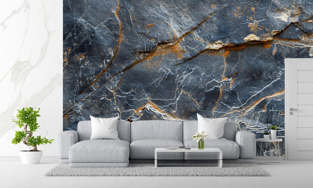 Natural Stone Marble Look Wallpaper , Marble Look Living Room Wallpaper ...