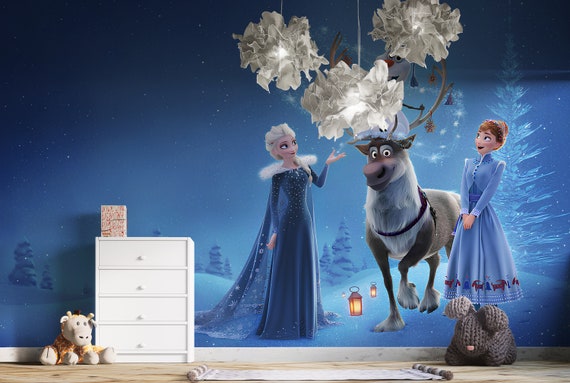Frozen Elsa and Anna Themed Kids Room Wallpaper Kids Wallpaper Peel and Stick Kids Wallpaper Elsa and Anna Wallpaper Etsy