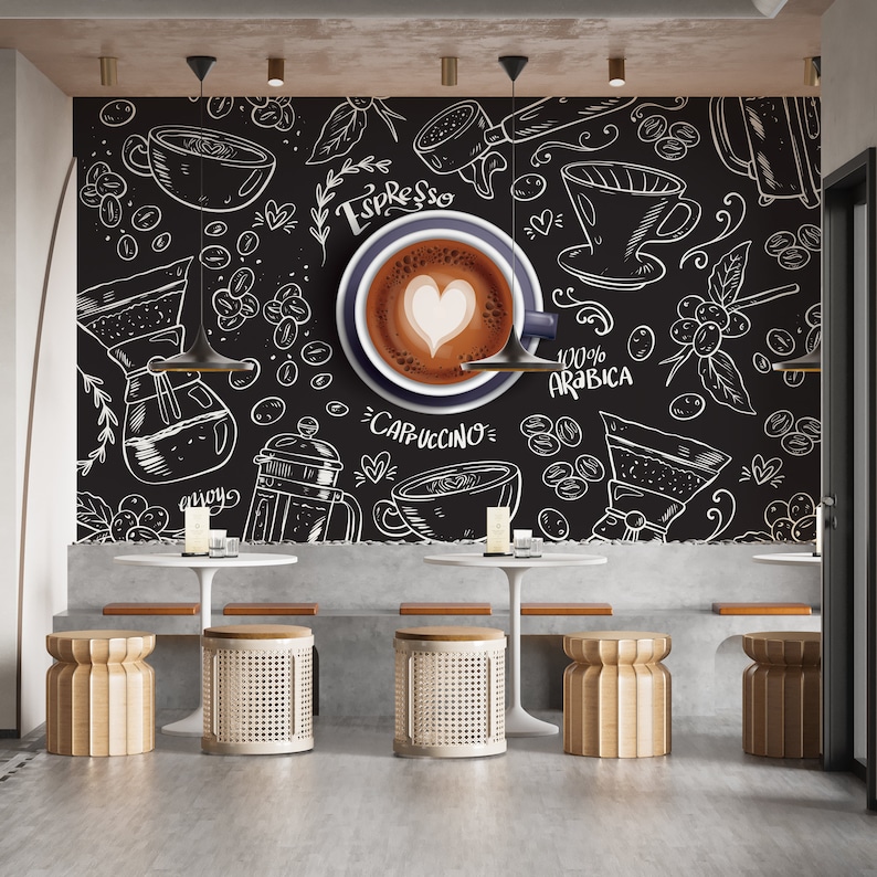 Elegant Customizable Cafe Coffee Wallpaper French Cafe Coffees Stylish ...