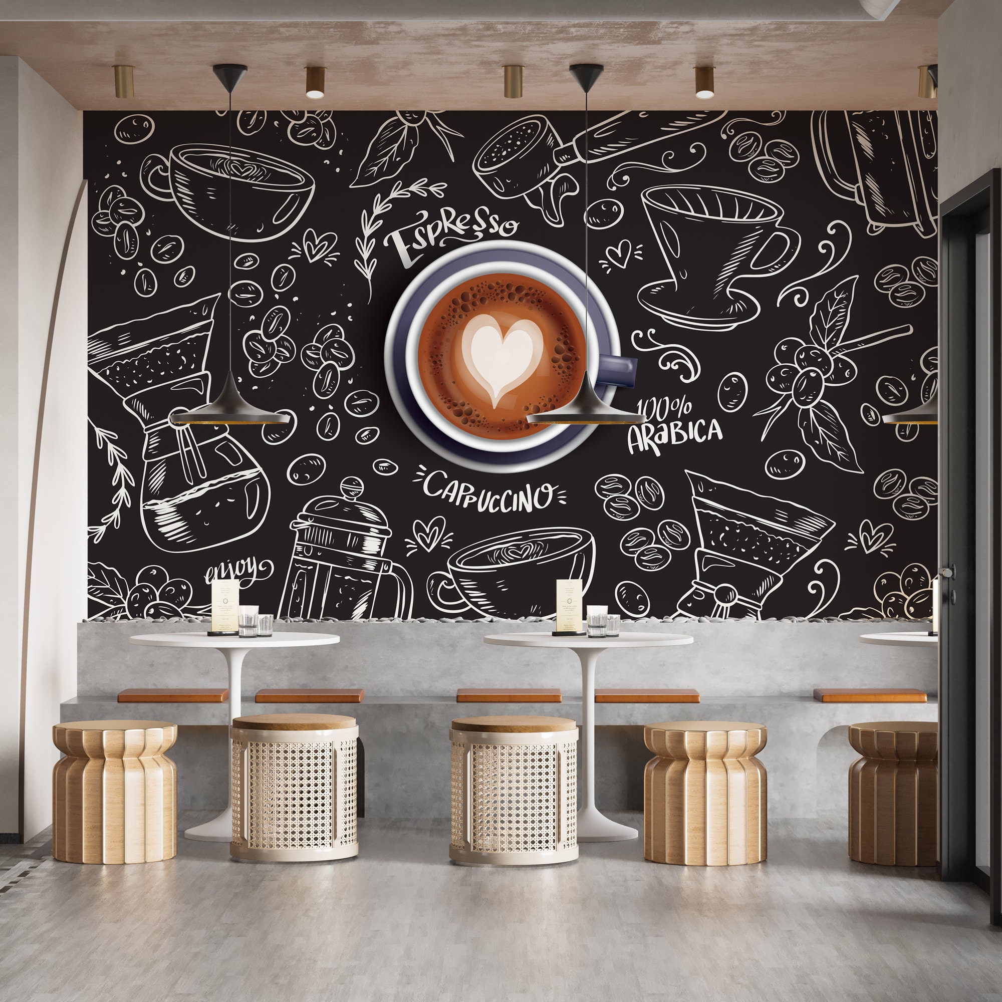 Elegant Customizable Cafe Coffee Wallpaper French Cafe Coffees Stylish ...