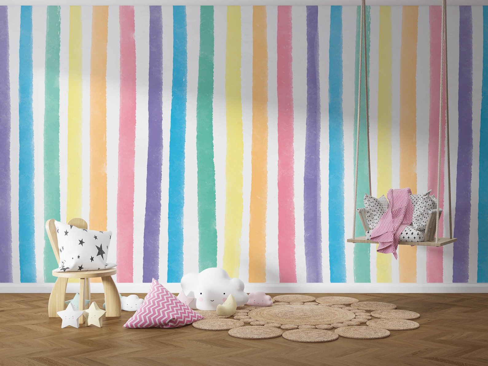 Rainbow Wallpaper Kids Room , Rainbow Wallpaper Nursery Room Peel and ...