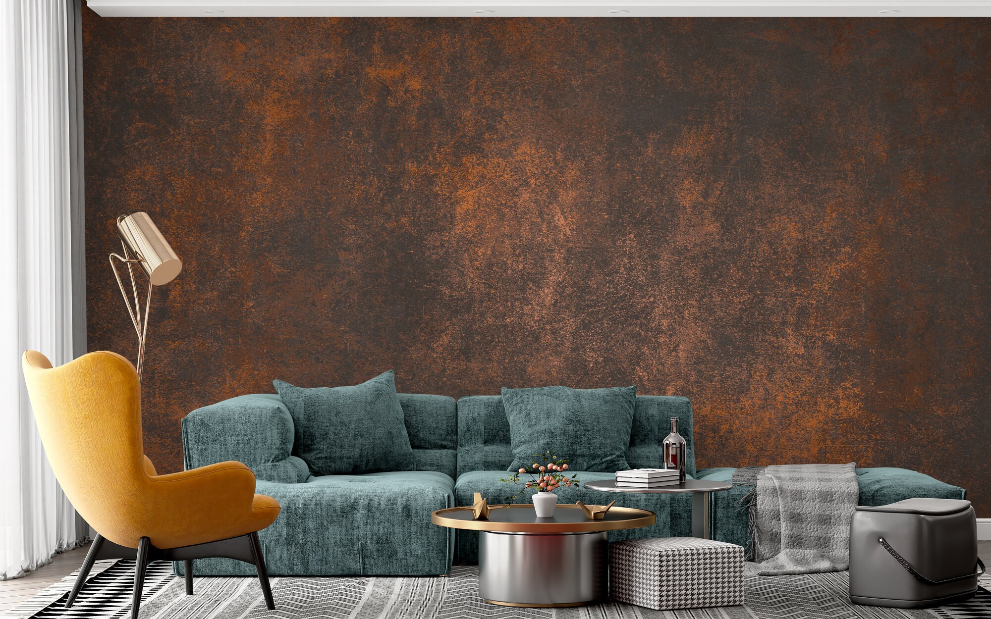 Rusty Metal Wallpaper , Copper Metal Peel and Stick Wall Mural , Old ...