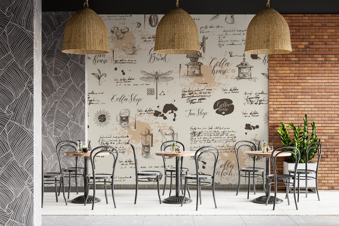 Elegant Customizable Cafe Wallpaper French Cafes Stylish Cafe Wall ...