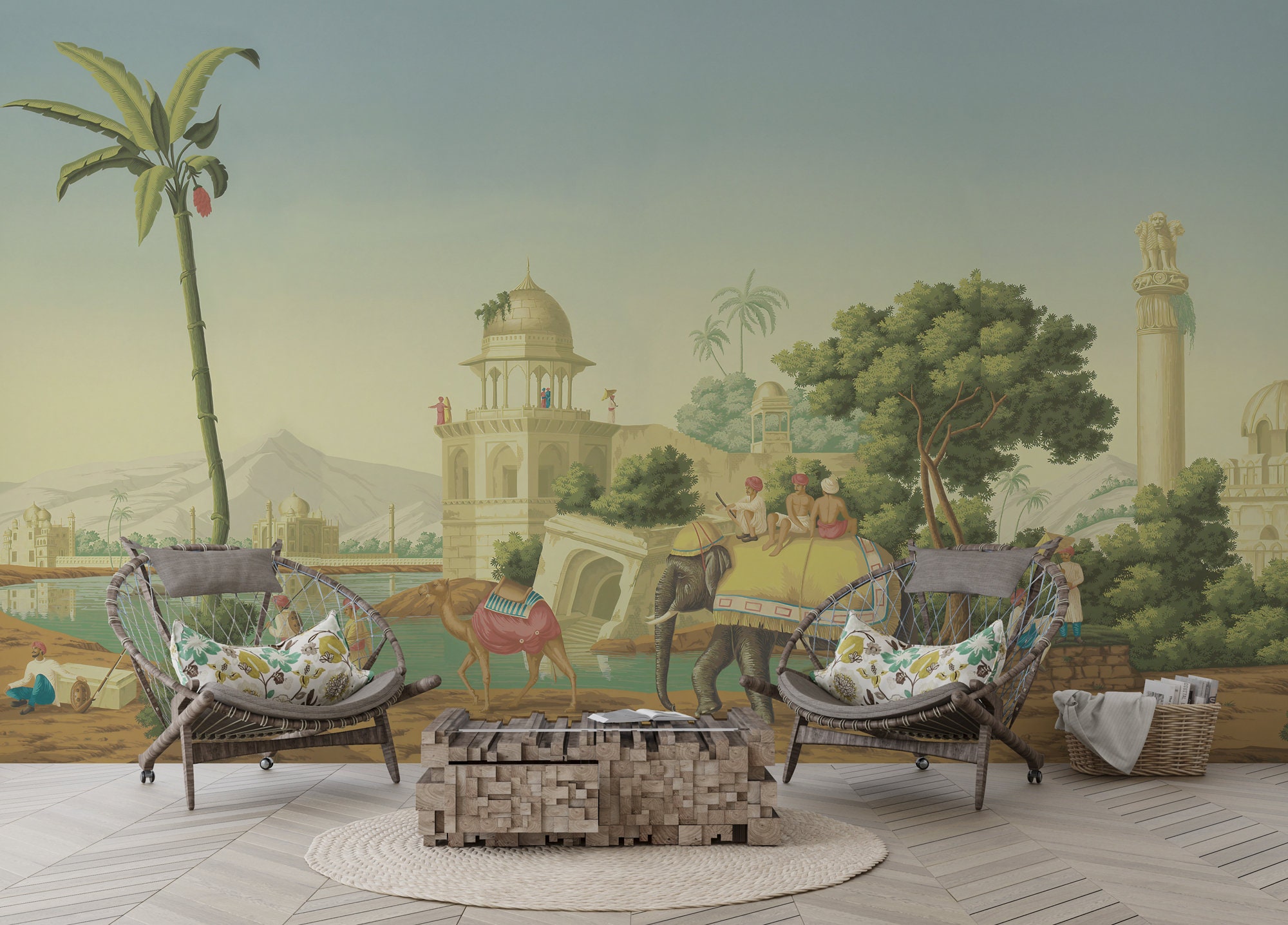 Indian Style Removable Wallpaper Ancient India Wall Mural Old Style ...