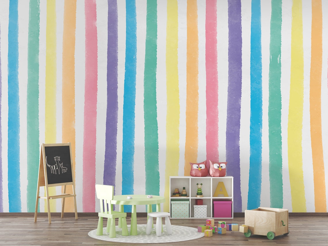 Rainbow Wallpaper Kids Room , Rainbow Wallpaper Nursery Room Peel and ...