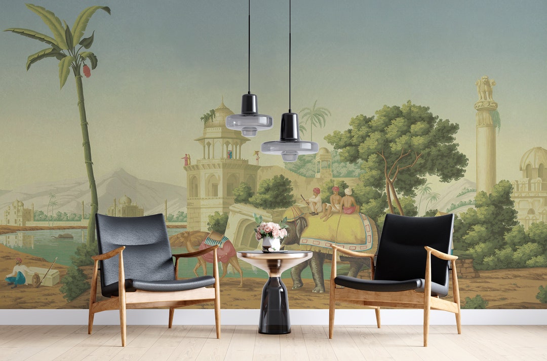 Indian Style Removable Wallpaper Ancient India Wall Mural Old Style ...
