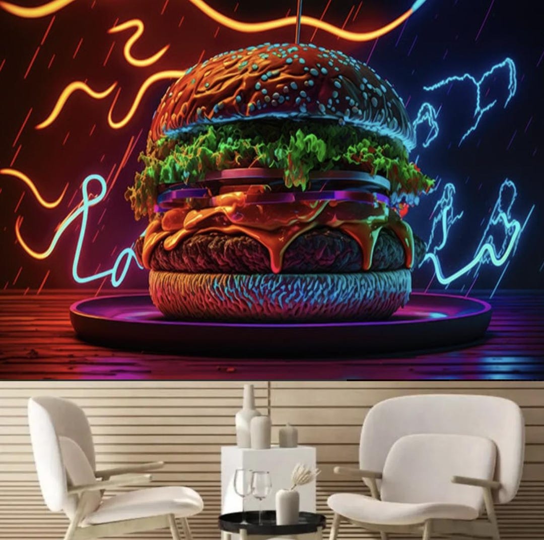 Burger Restaurant Wallpaper: Customizable Peel and Stick, Black ...