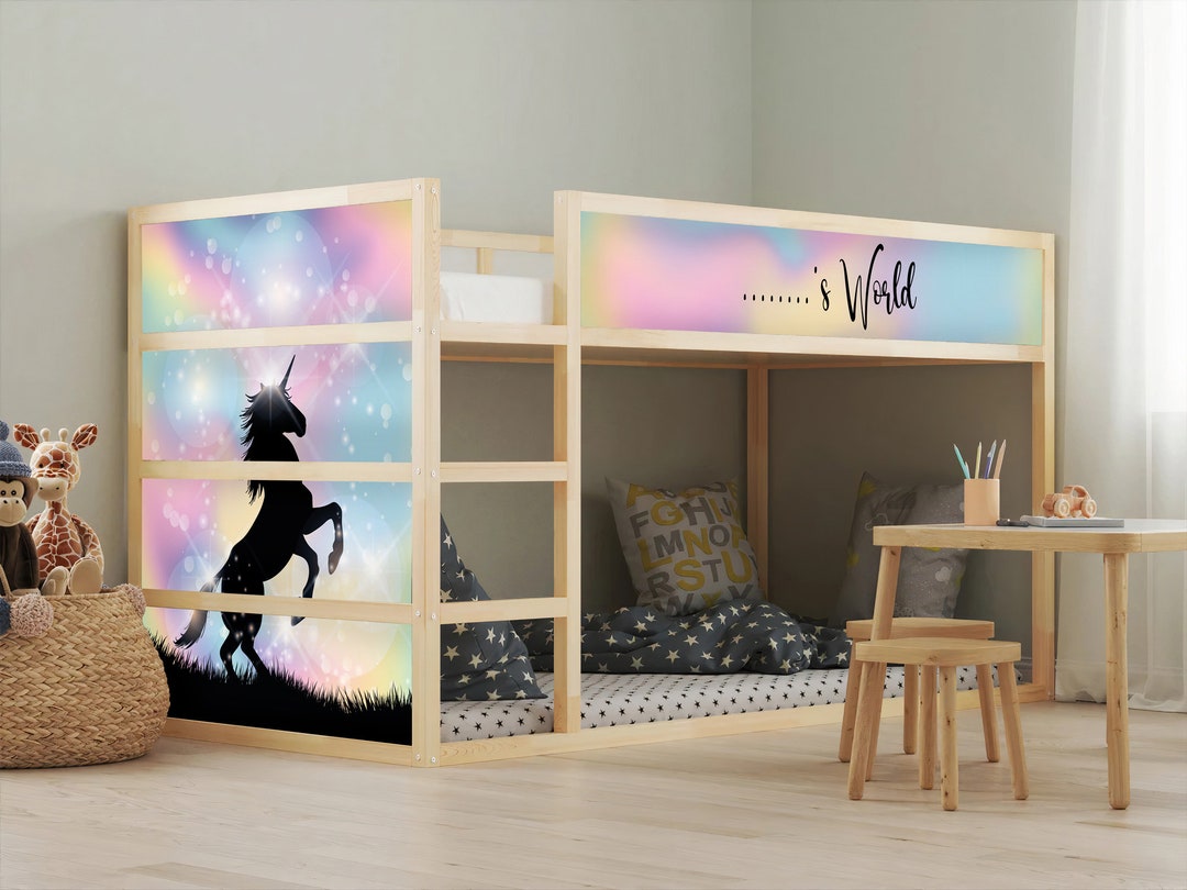 Customizable Name Unicorn IKEA Kura Bed Children's Decal for Kids , Unicorn IKEA Bed Sticker ...