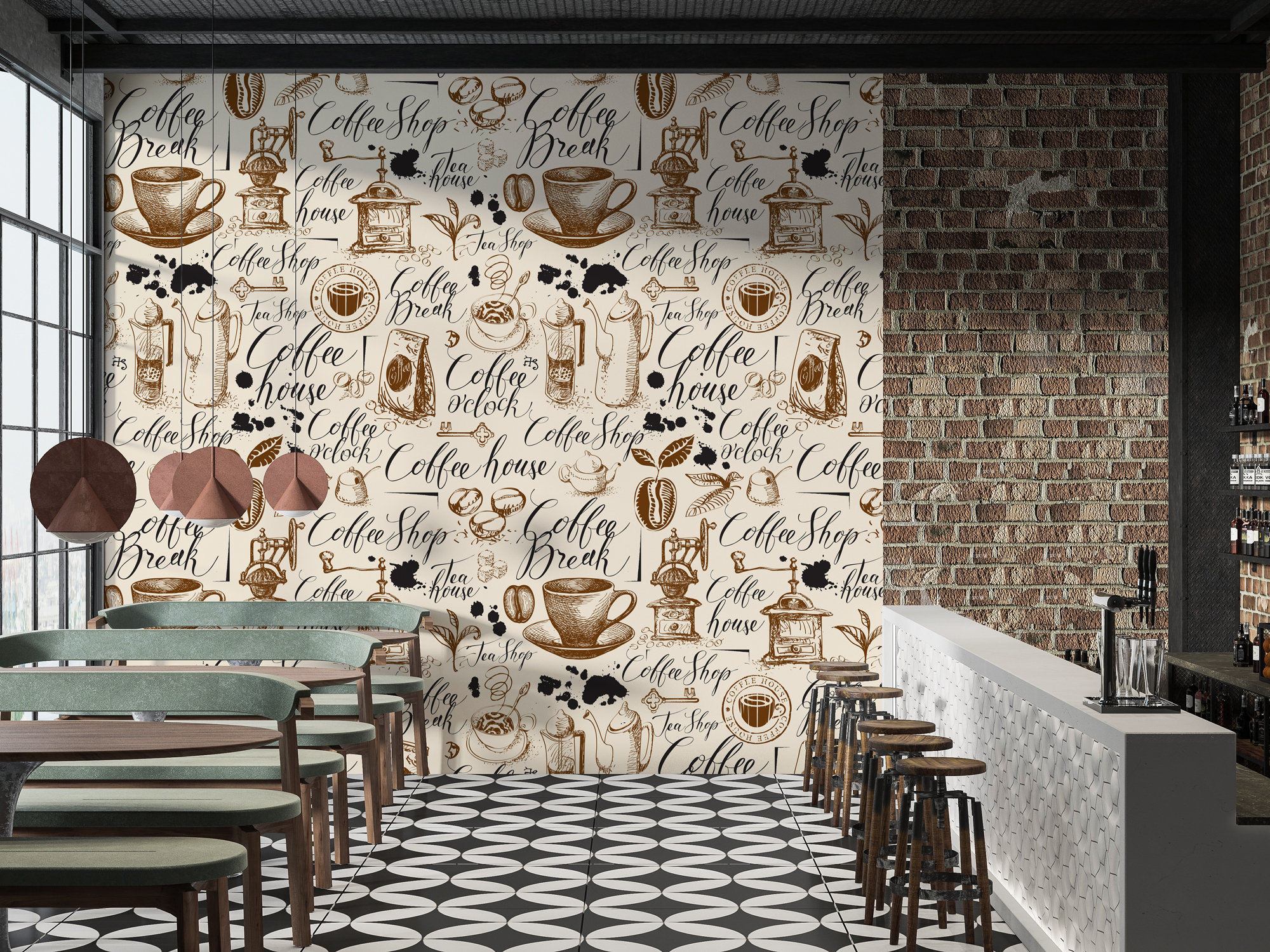 Elegant Customizable Cafe Wallpaper Cafes Stylish Cafe Wall Mural ...