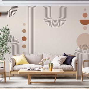 Boho Linear Shapes Wallpaper: Peel and Stick Wall Mural - Etsy