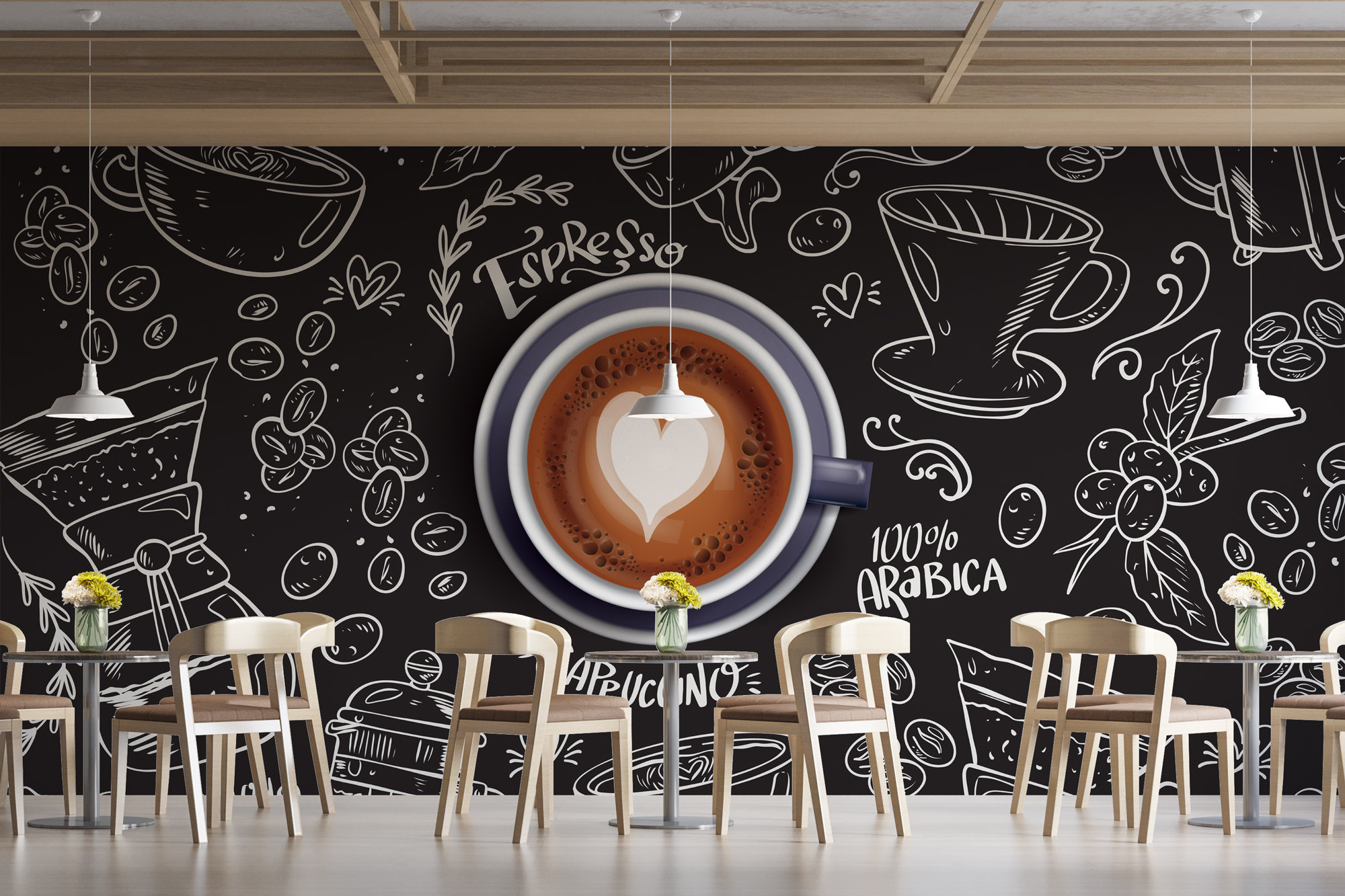 Elegant Customizable Cafe Coffee Wallpaper French Cafe Coffees Stylish ...