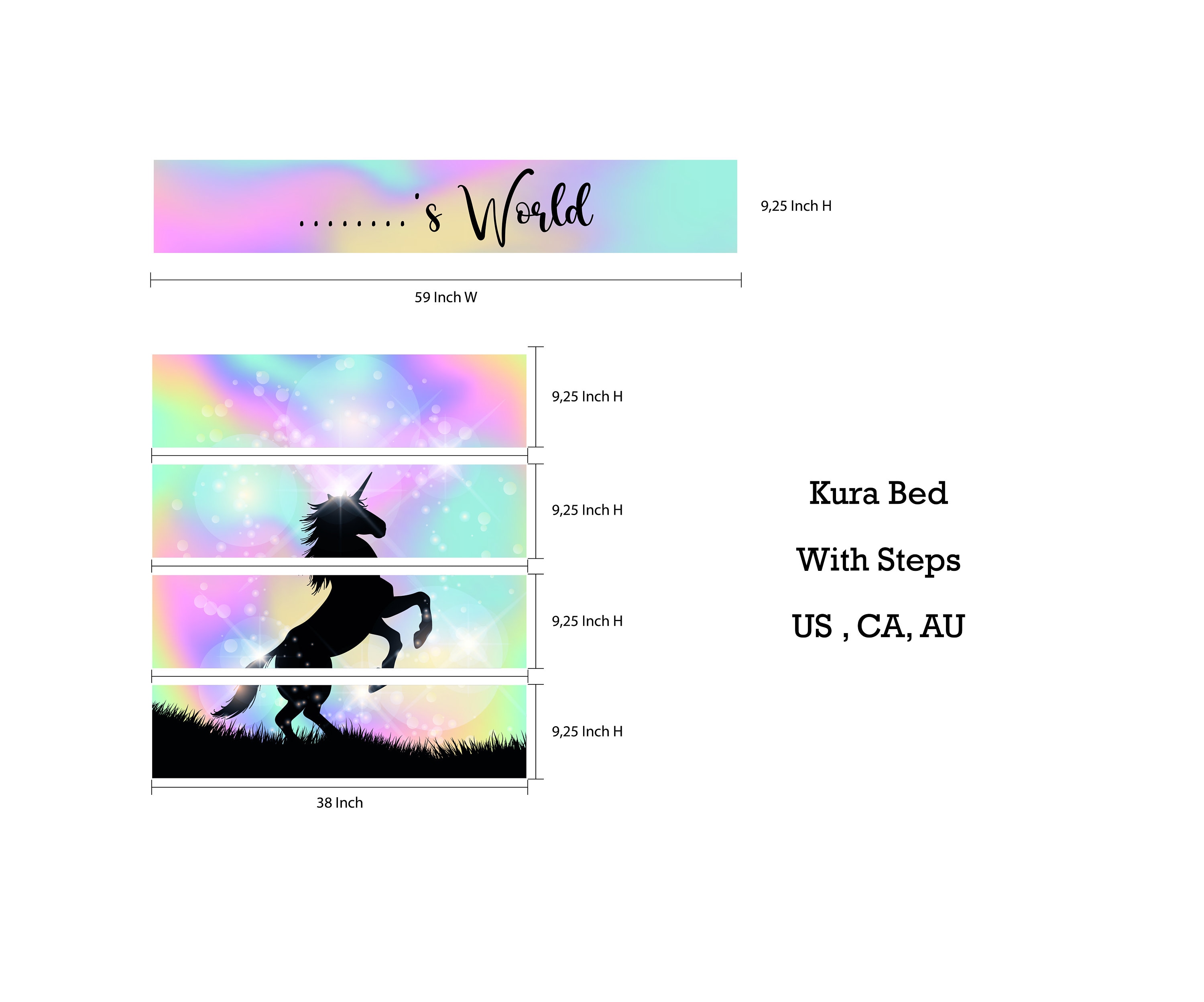 Customizable Name Unicorn IKEA Kura Bed Children's Decal for Kids , Unicorn IKEA Bed Sticker ...