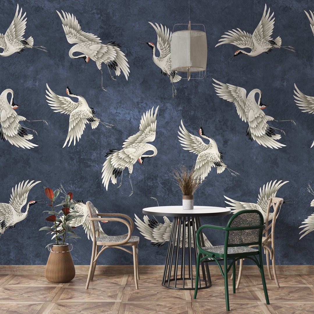 Crane Bird Wallpaper , Asian Crane Bird Peel and Stick Wallpaper ...