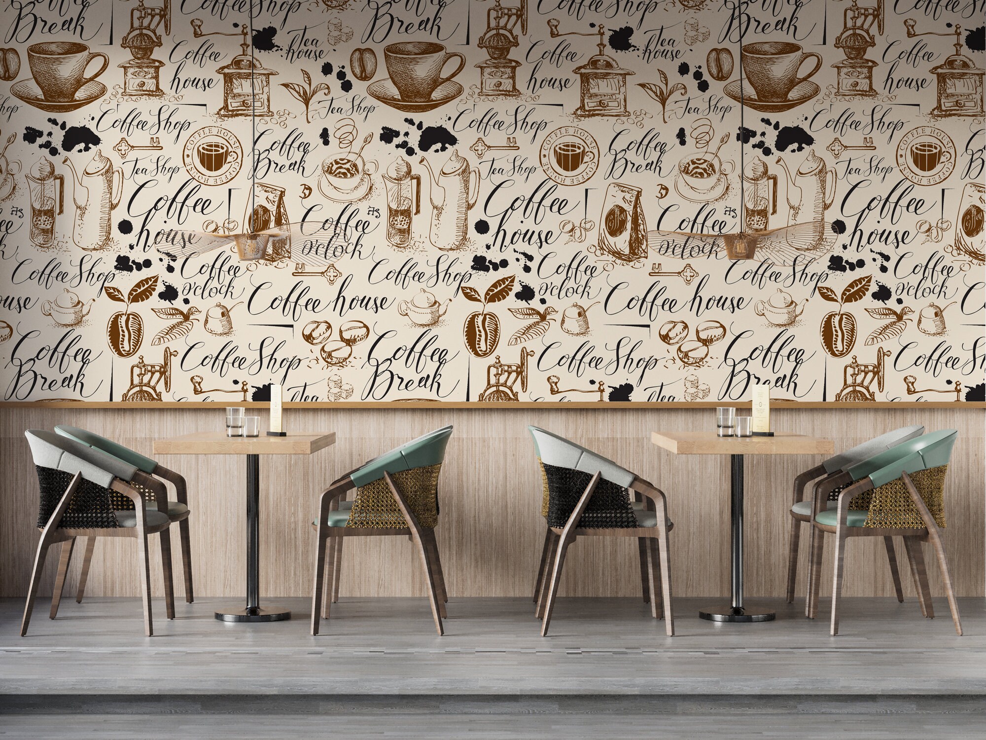 Elegant Customizable Cafe Wallpaper Cafes Stylish Cafe Wall Mural ...