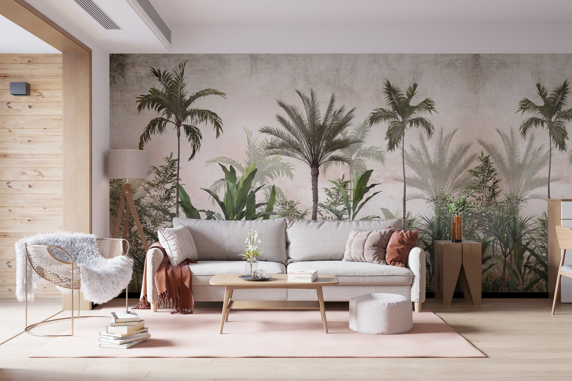 Vintage Tropical Wallpaper , Palm Trees Wall Mural , Forest Wallpaper ...