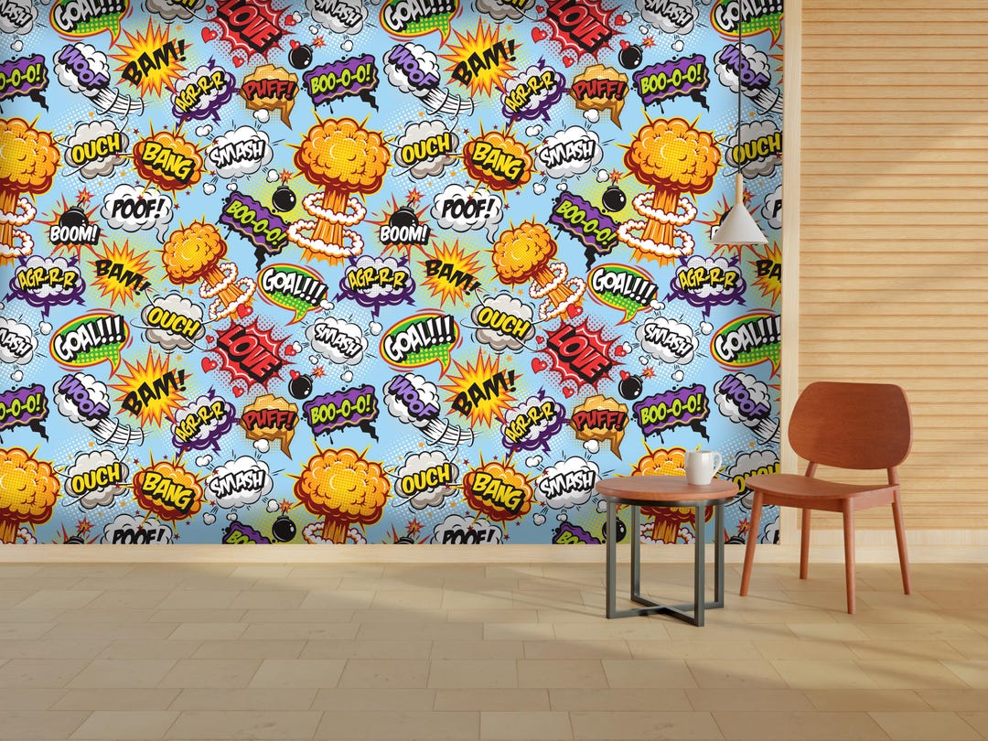Colorful Pop Art Comic Wallpaper , Graffiti Wallpaper , Pop Art Wallpaper , Colorful Wall Decor ...