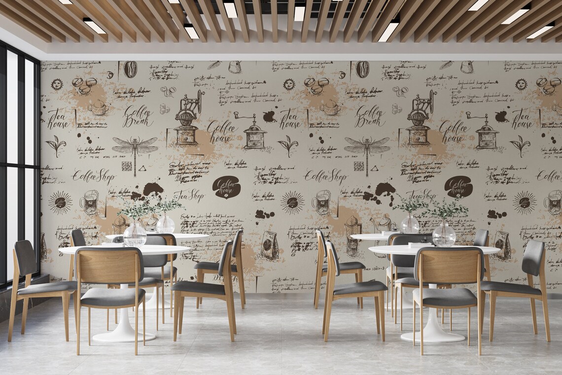 Elegant Customizable Cafe Wallpaper French Cafes Stylish Cafe Wall ...