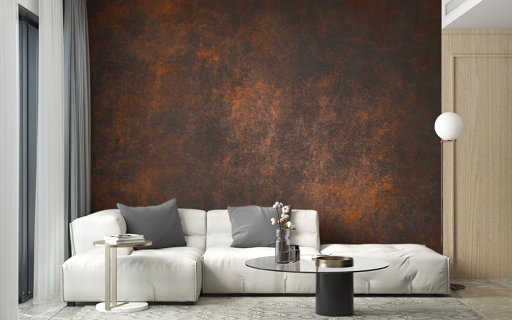 Rusty Metal Wallpaper , Copper Metal Peel and Stick Wall Mural , Old ...