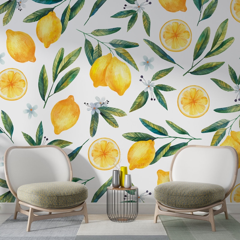Wallpaper With Lemons - Etsy