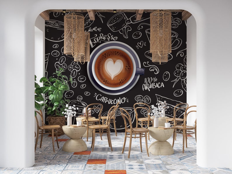 Elegant Customizable Cafe Coffee Wallpaper French Cafe Coffees Stylish ...