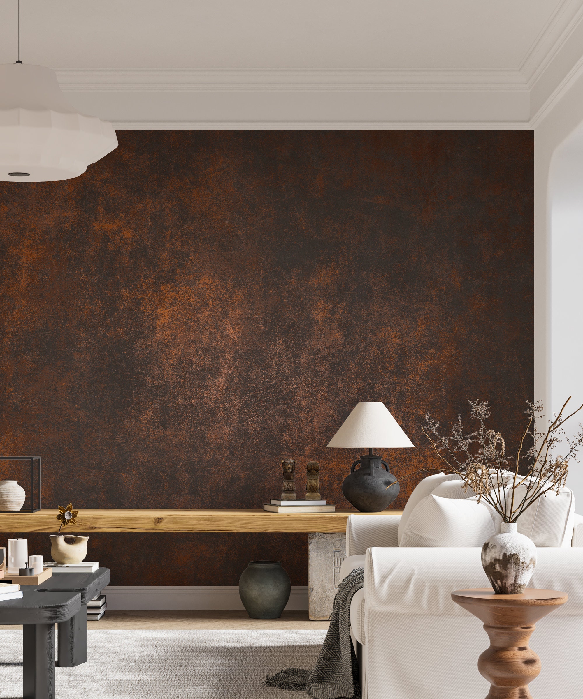 Rusty Metal Wallpaper , Copper Metal Peel and Stick Wall Mural , Old ...