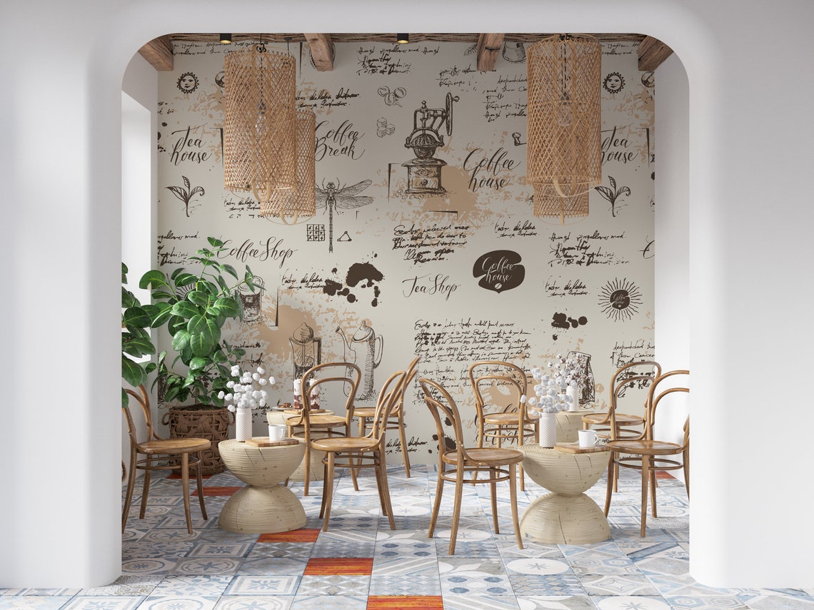 Elegant Customizable Cafe Wallpaper French Cafes Stylish Cafe Wall ...