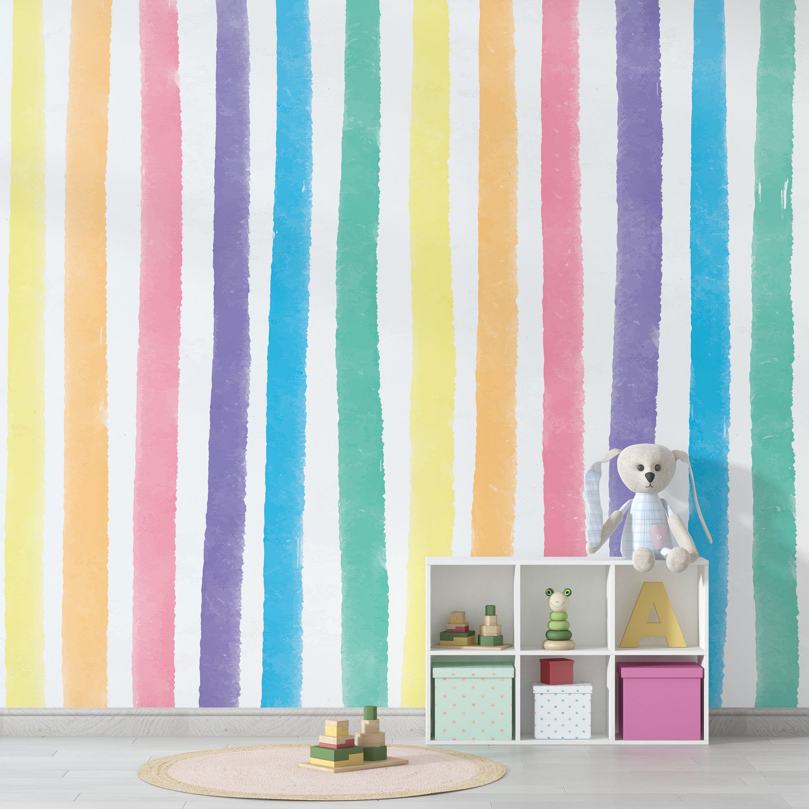 Rainbow Wallpaper Kids Room , Rainbow Wallpaper Nursery Room Peel and ...