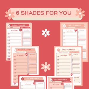 Pastal, 6 Color Tone, 6 Shades Pink ,printable Daily Planner,daily ...