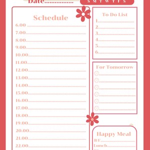 Pastal, 6 Color Tone, 6 Shades Pink ,printable Daily Planner,daily ...