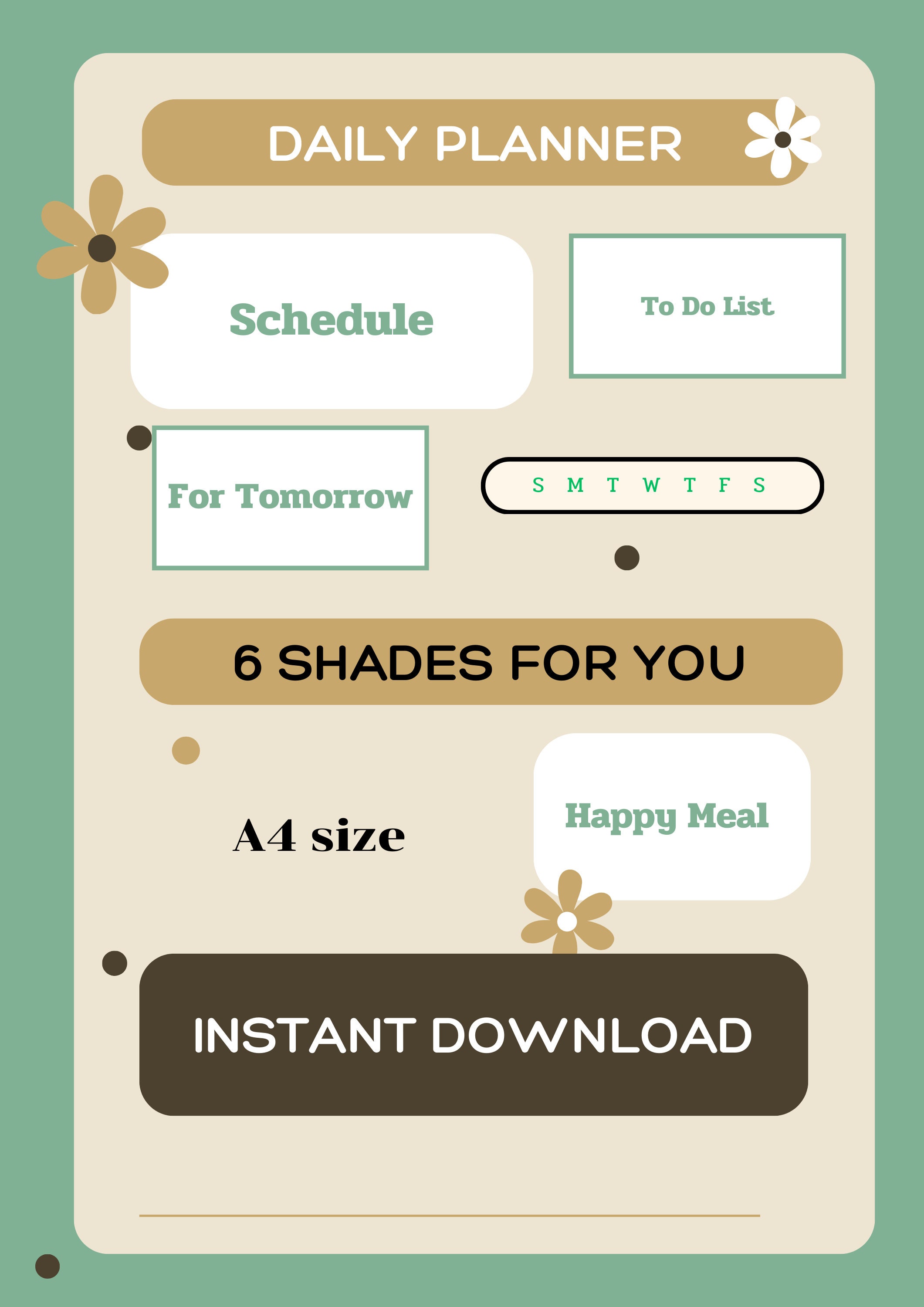 Pastal 6 Color 6 Shades printable Daily Planner Digital - Etsy