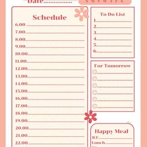 Pastal, 6 Color Tone, 6 Shades Pink ,printable Daily Planner,daily ...