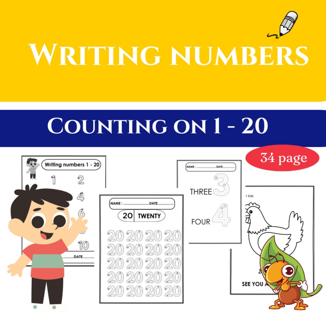 Number Tracing Worksheets: Preschool Handwriting Practice (PDF) - Etsy