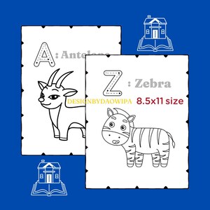 Alphabet Coloring Pages: 26 Animals, ABC Practice (PDF Pattern) - Etsy