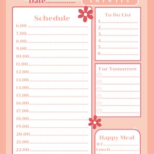Pastal, 6 Color Tone, 6 Shades Pink ,printable Daily Planner,daily ...