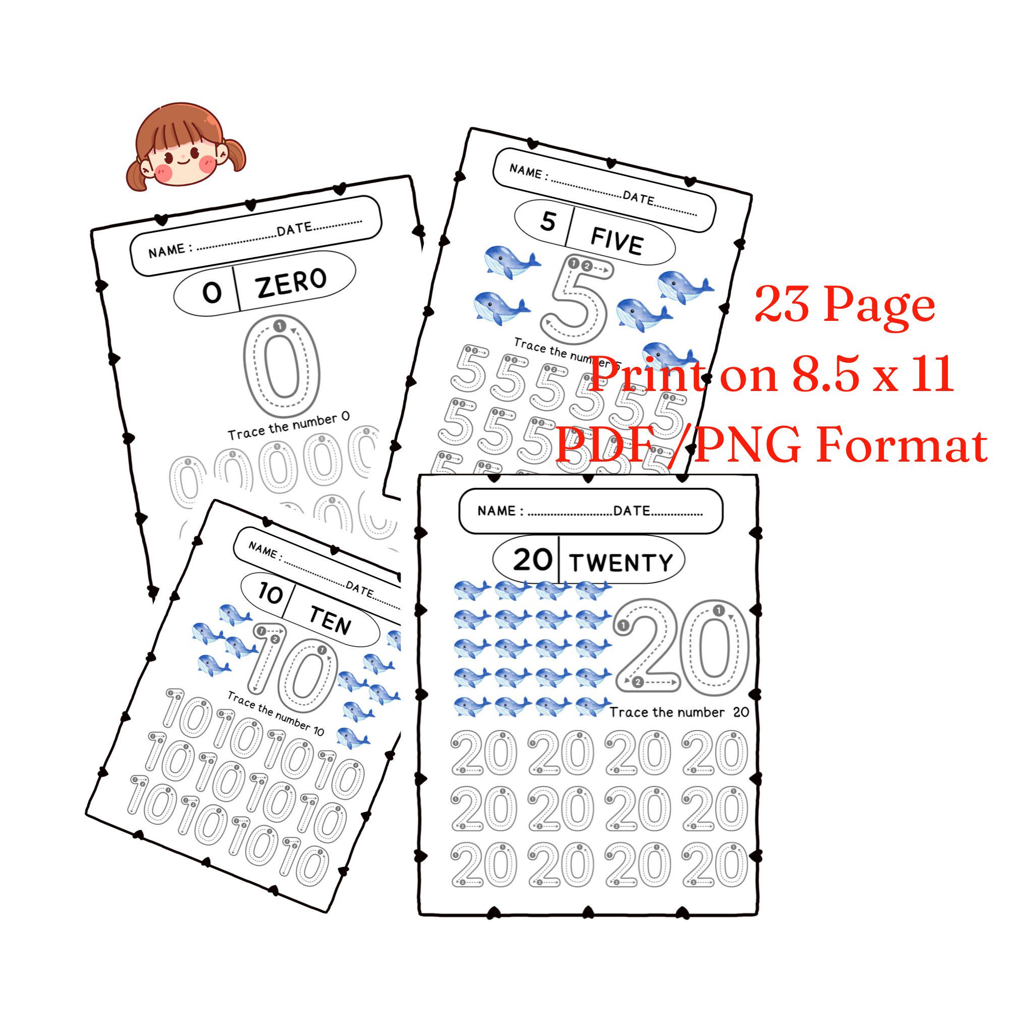 Number Tracing Worksheets: Preschool Handwriting Practice (PDF & PNG ...