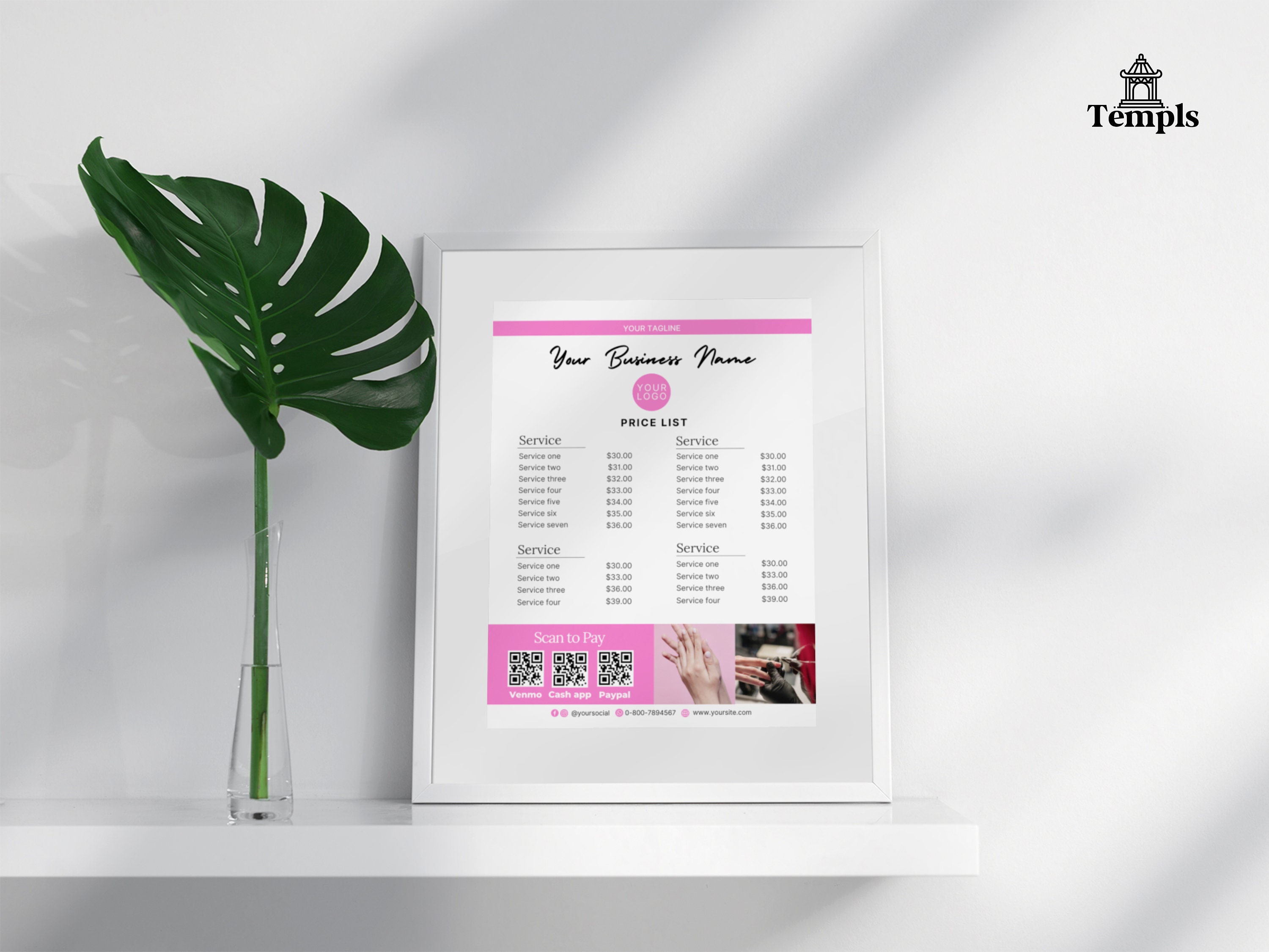 Pink Price List Template Editable and Printable in Canva - Etsy