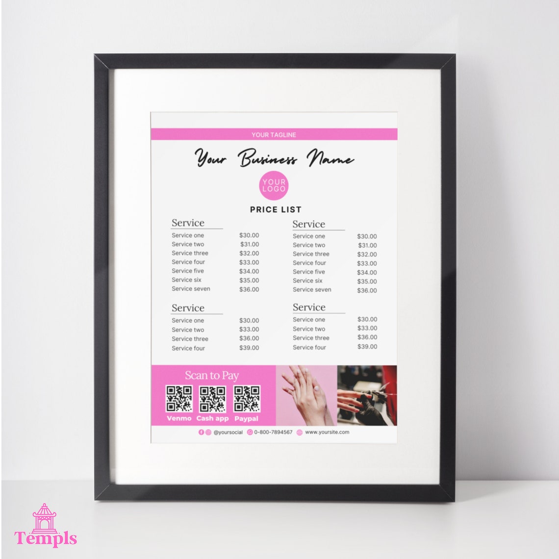 Pink Price List Template Editable and Printable in Canva - Etsy