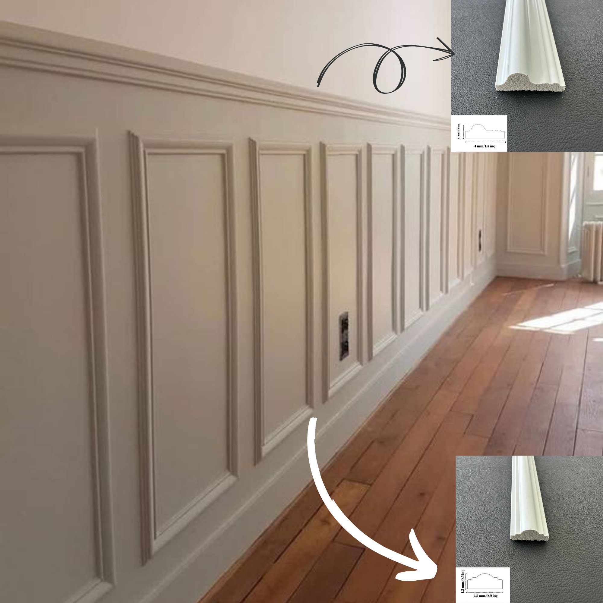 Paintable Paneling Kit Pre-finished Wall Molding Set Decorative Wall ...