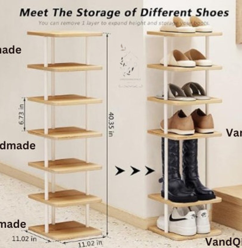 7 Tier Wooden Vertical Shoe Organizer | Shoe Rack | Shoe Stand | Closet ...