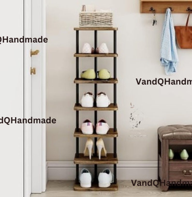 7 Tier Wooden Vertical Shoe Organizer | Shoe Rack | Shoe Stand | Closet ...