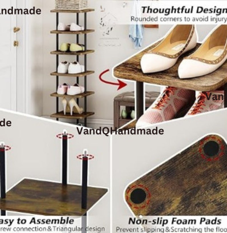 7 Tier Wooden Vertical Shoe Organizer | Shoe Rack | Shoe Stand | Closet ...