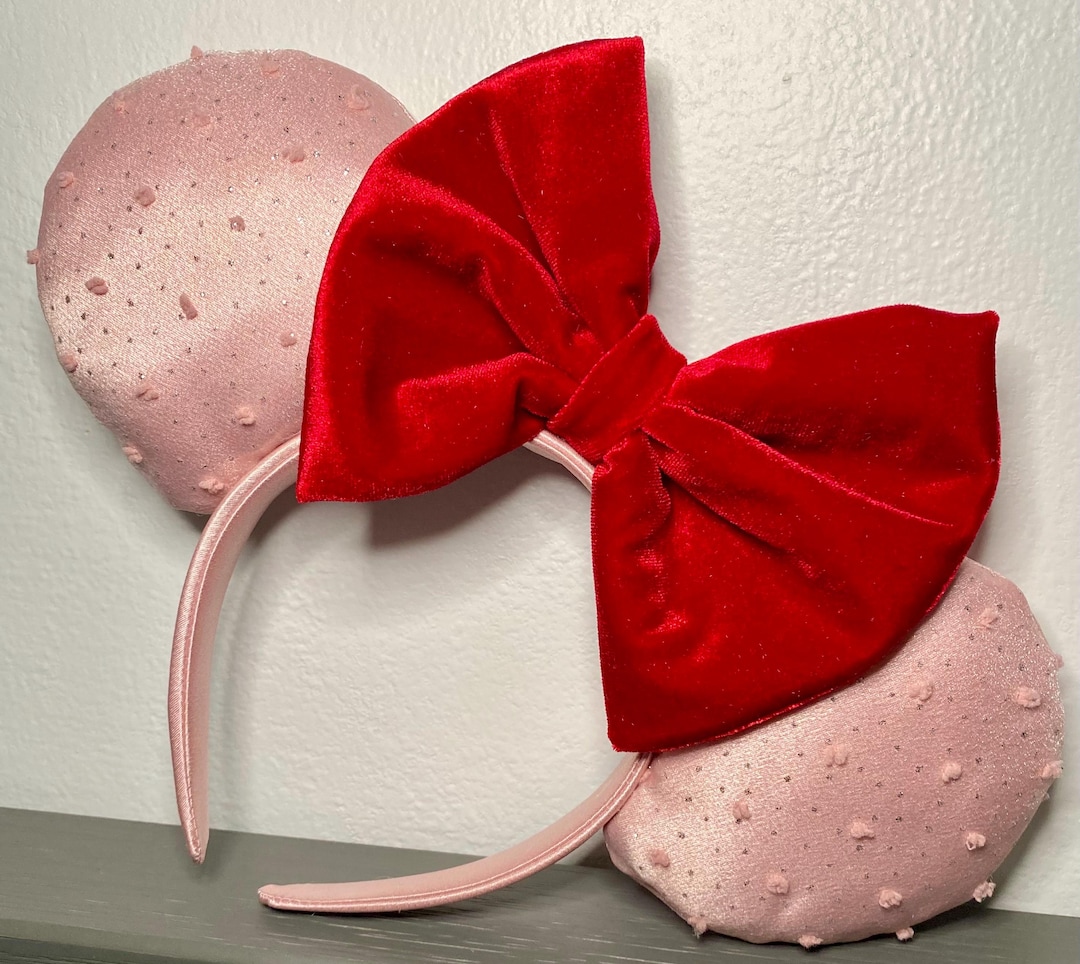 Valentine Day Mouse Ears, Pink and Red Mouse Ears, Satin Mouse Ears ...