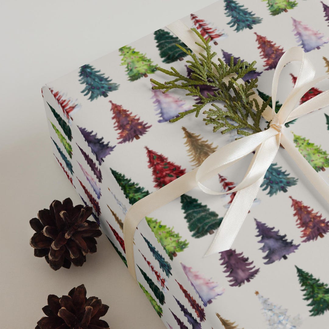 Tinsel Trees Wrapping Paper Sheets (set of 3) - Modern Colorful ...