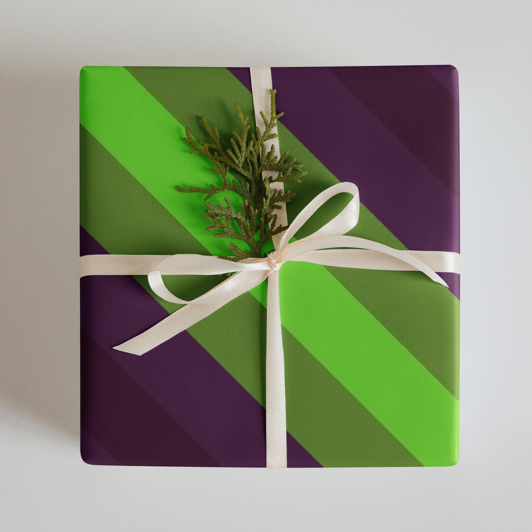 Toxic Twilight Wrapping Paper Sheets (3) - Edgy Green and Purple Zig ...