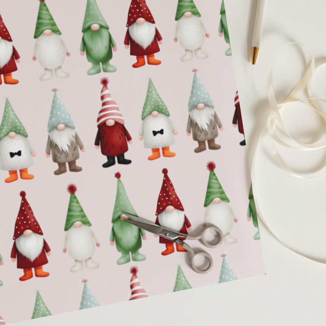 Nordic Gnomes Wrapping Paper Sheets (set of 3) - Modern Scandinavian ...