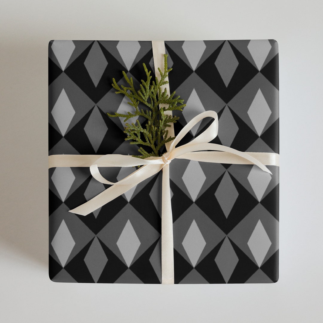 Graphite Gradient Wrapping Paper Sheets 3 Black, Gray Geometric ...