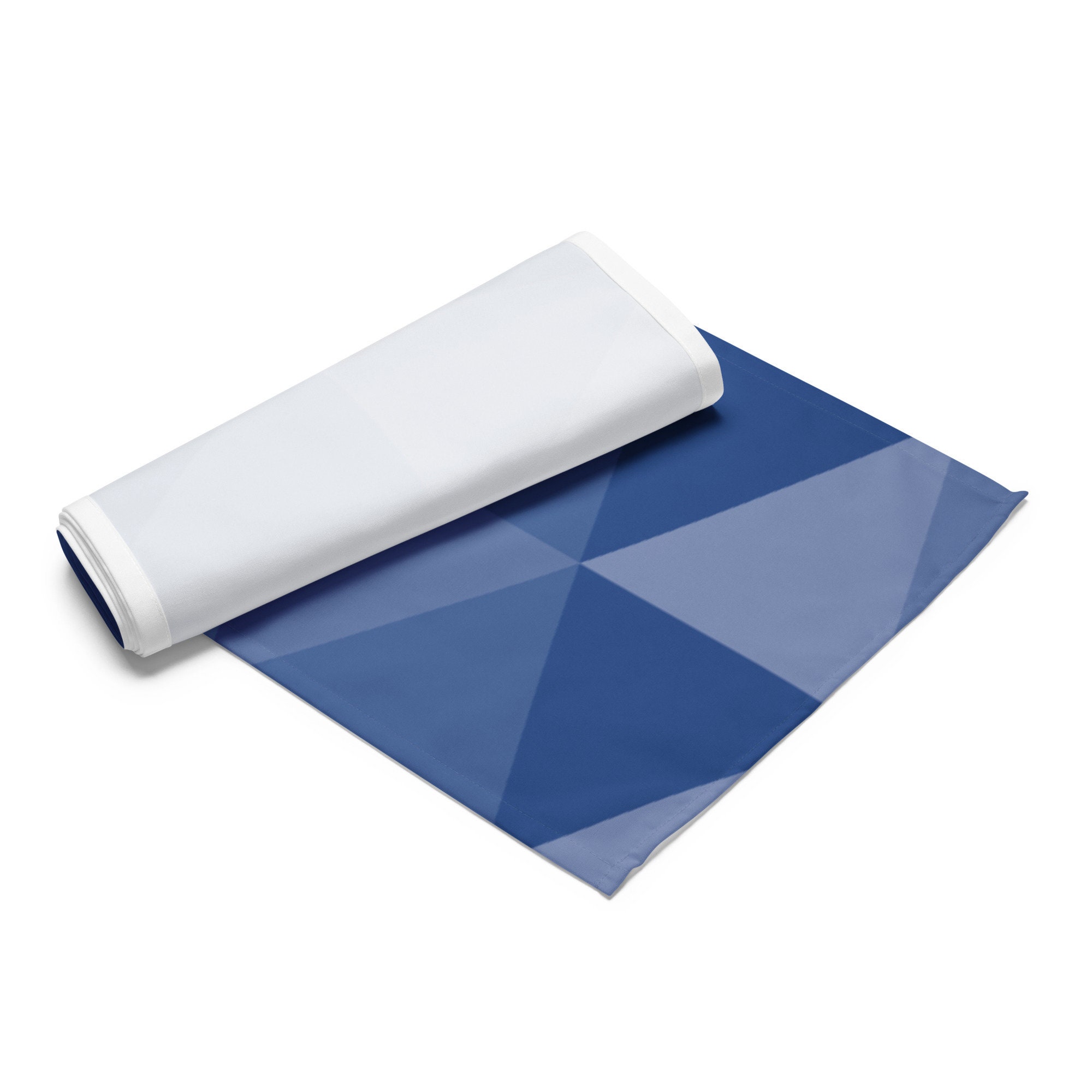 Navy Cascade Table Runner Modern Navy Blue Geometric Triangles Design ...